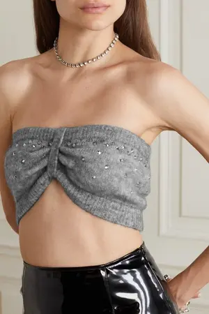 Alessandra Rich Embellished Knitted Tube Top