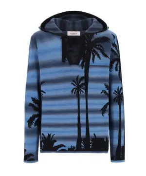 LANEUS Tropical Palm Trees Jacquard Hoodie