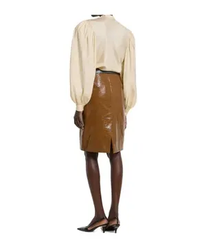 Gucci Shiny Leather Midi Skirt - Brown