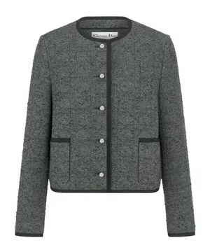 Dior Cropped Macrocannage Tweed Jacket - Black