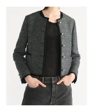 Dior Cropped Macrocannage Tweed Jacket - Black