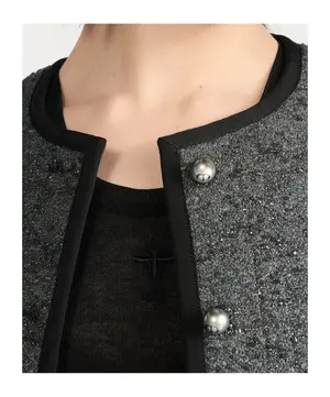 Dior Cropped Macrocannage Tweed Jacket - Black