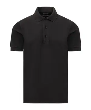 TOM FORD Logo Embroidered Short-sleeved Polo Shirt - Black