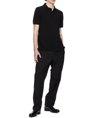 TOM FORD Logo Embroidered Short-sleeved Polo Shirt - Black