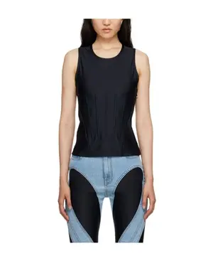 MUGLER Round Neck Sleeveless Top