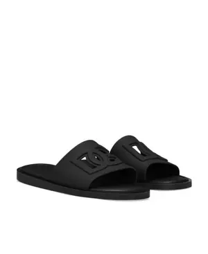 Dolce & Gabbana Embossed Logo Slides - Black