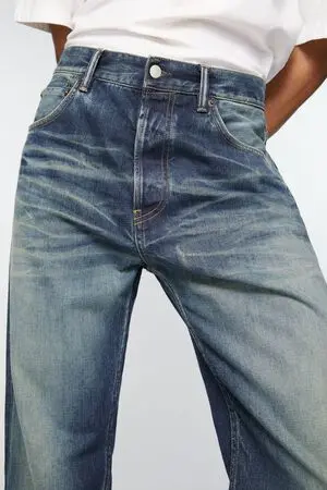 Acne Studios Logo Patch Straight Leg Jeans