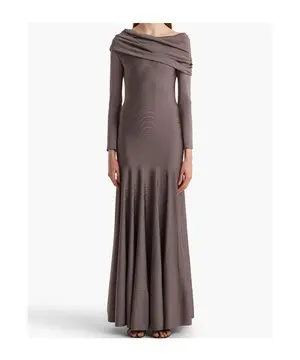 Khaite Genesis Off-the-shoulder Maxi Dress - Titanium