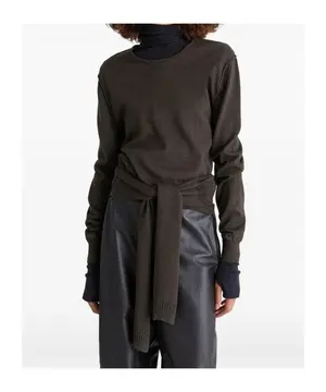 LEMAIRE Asymmetrical Belted Knit Top - Black