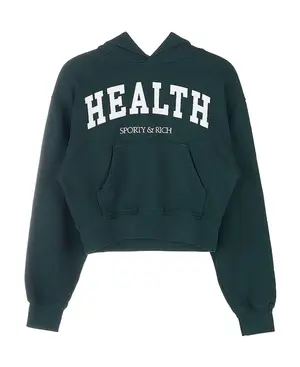 SPORTY  RICH Sporty & Rich Health Cropped Hoodie - Green