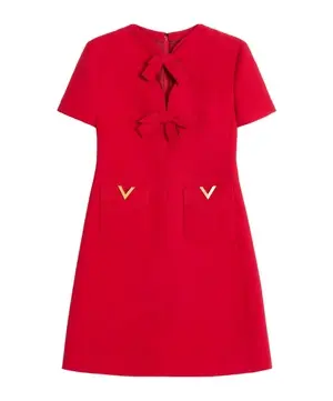 Valentino Garavani A-line Mini Dress With Bow And Gold V Detail
