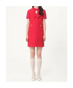 Valentino Garavani A-line Mini Dress With Bow And Gold V Detail