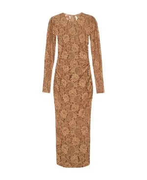 Dolce & Gabbana Chantilly-lace Crewneck Midi Dress - Brown