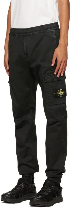 Stone Island Regular Tapered Fit Cargo Pants - Black