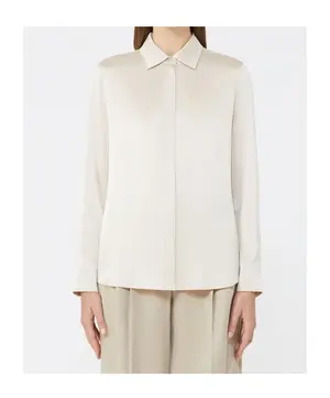 Max Mara Silk Long-sleeve Shirt - Beige