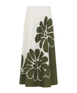FARM RIO Floral-print Midi Skirt