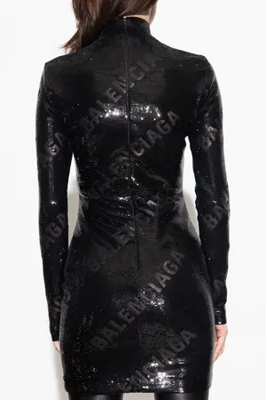 Balenciaga All-over Sequin-embellished Highneck Dress