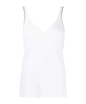 Brunello Cucinelli Slim-fit V-neck Tank Top - White