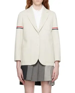 Thom Browne Single-breasted Blazer With Tricolor Armband Detail - White