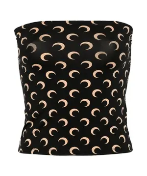 MARINE SERRE All-over Moon Printed Tube Top - Black