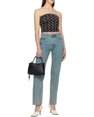 MARINE SERRE All-over Moon Printed Tube Top - Black