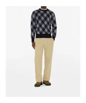 Burberry Checked Knitted Crewneck Jumper