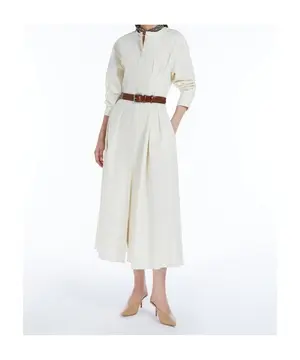 Max Mara Belted Crewneck Long-sleeved Dress