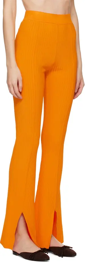 Nanushka Ribbed Knit Slit Cuff Flare Trousers