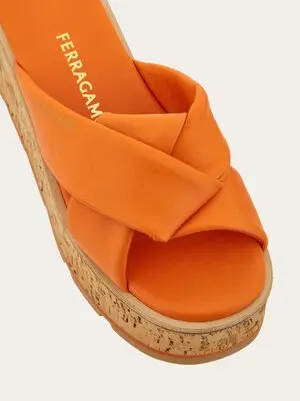 FERRAGAMO Open Toe Platform Wedge Sandals