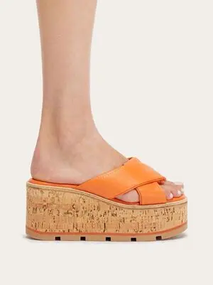 FERRAGAMO Open Toe Platform Wedge Sandals