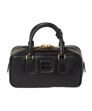 Miu Miu Arcadie Leather Bag With Top Handle And Adjustable Shoulder Strap - Black