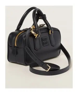 Miu Miu Arcadie Leather Bag With Top Handle And Adjustable Shoulder Strap - Black