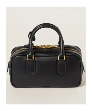 Miu Miu Arcadie Leather Bag With Top Handle And Adjustable Shoulder Strap - Black