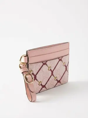 Gucci Printed Gg Card Case - Pink And Gucci Rosso Ancora Red