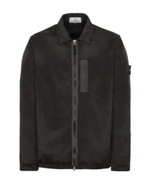 Stone Island Logo Lapel Casual Jacket - Black