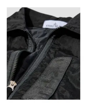 Stone Island Logo Lapel Casual Jacket - Black