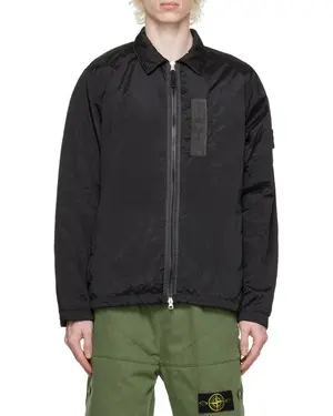 Stone Island Logo Lapel Casual Jacket - Black