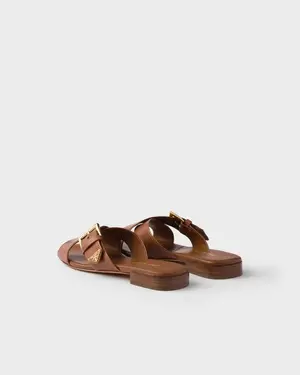 Prada Logo Plaque Buckled Sandals