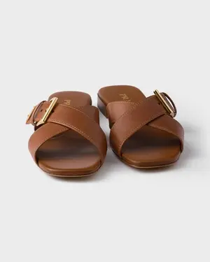 Prada Logo Plaque Buckled Sandals