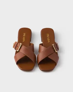 Prada Logo Plaque Buckled Sandals
