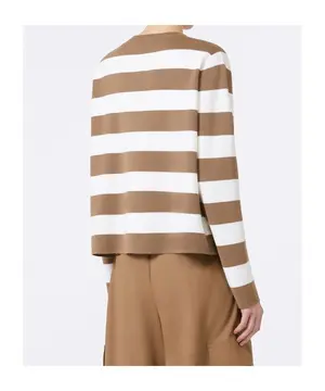 Max Mara Viterbo Striped Crewneck Jumper With Graphic Print - Brown
