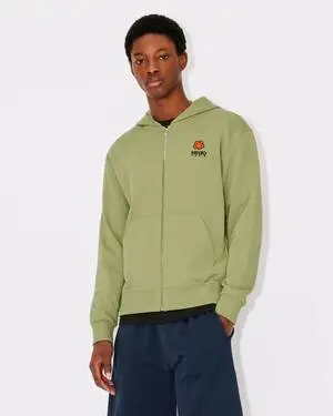 Kenzo Hooded Zipped 'boke Flower' Crest Jumper - Green
