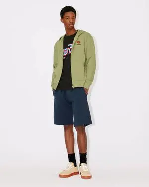 Kenzo Hooded Zipped 'boke Flower' Crest Jumper - Green