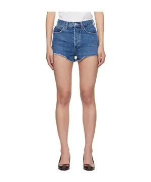 AGOLDE Distressed Frayed Hem Denim Shorts