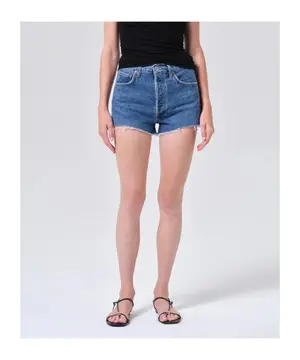 AGOLDE Distressed Frayed Hem Denim Shorts