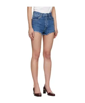 AGOLDE Distressed Frayed Hem Denim Shorts