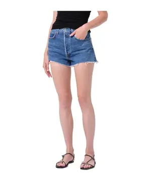AGOLDE Distressed Frayed Hem Denim Shorts