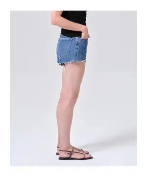 AGOLDE Distressed Frayed Hem Denim Shorts