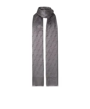 Fendi Gray Ff Silk Stole - Grey
