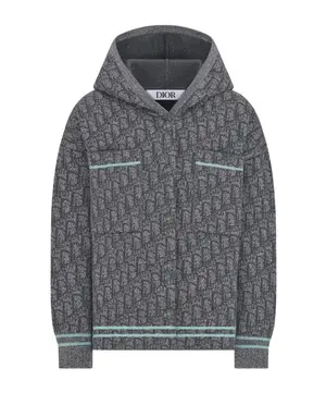 Dior Long-sleeved Cardigan With Hood - Gray